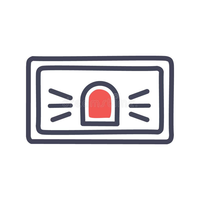 Red Alarm Icon. Hand-drawn Icon of an Alarm, Symbolizing Danger or ...