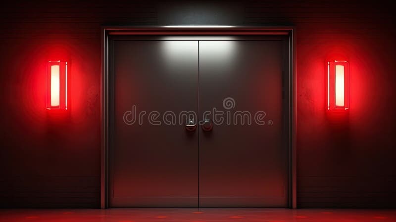 Red Alarm Light Signals Danger Near Doors Stock Illustration ...