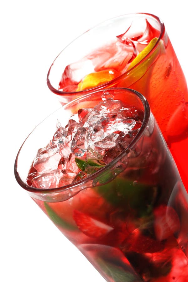 Red Alcoholic Cocktails stock photo. Image of cube, fruit - 7645084