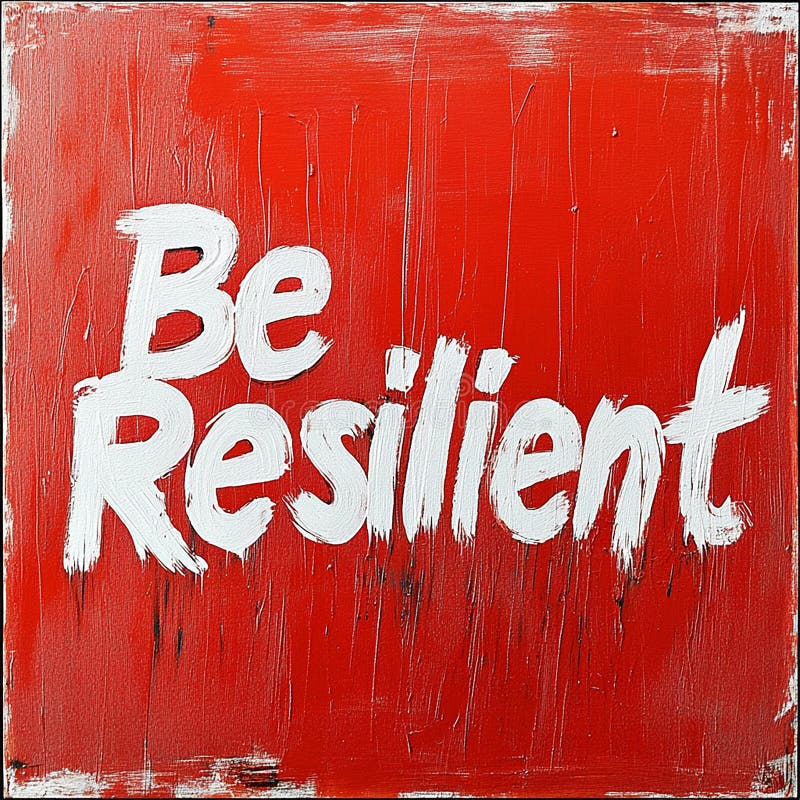 Red Alert with "Be Resilient" in Bold Text on Plain Backdrop Stock ...