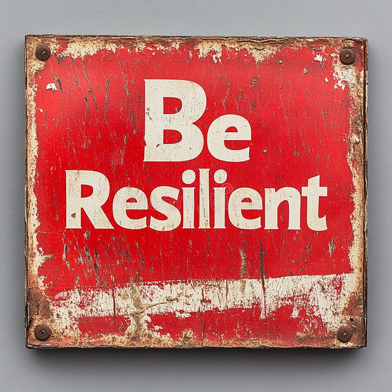 Red Alert with "Be Resilient" in Bold Text on Plain Backdrop Stock ...