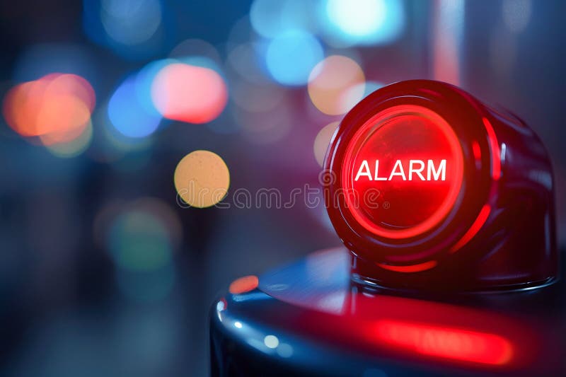 Red Alert Button Glowing Brightly, Signaling an Emergency Warning in a ...