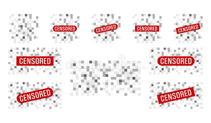 Set of Pixel Censored Signs Elements Stock Illustration - Illustration ...