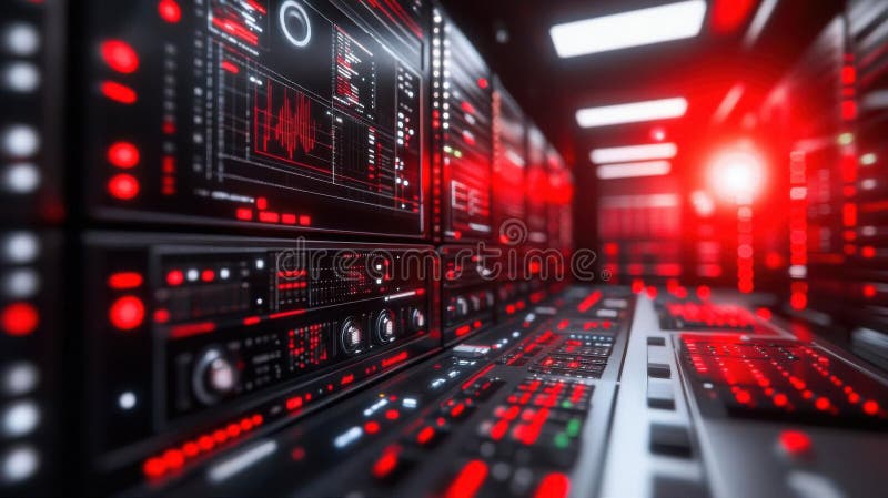 Red Alert, Data Center Monitoring System Stock Photo - Image of display ...