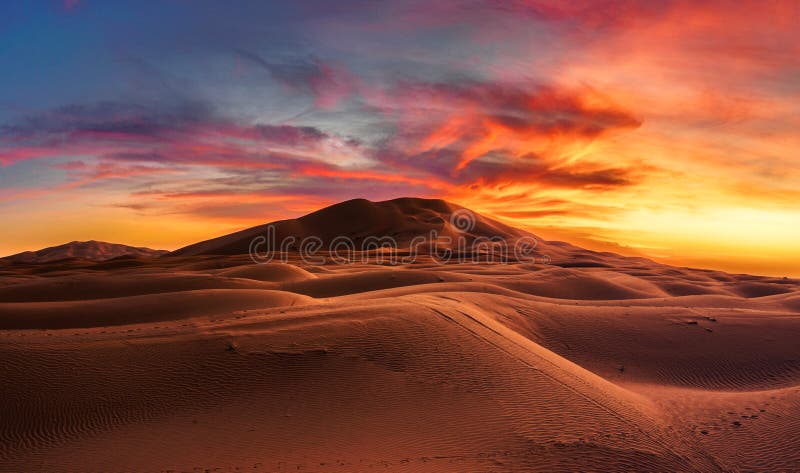 Amazing Sunset at the Dunes of Merzouga Stock Image - Image of texture ...