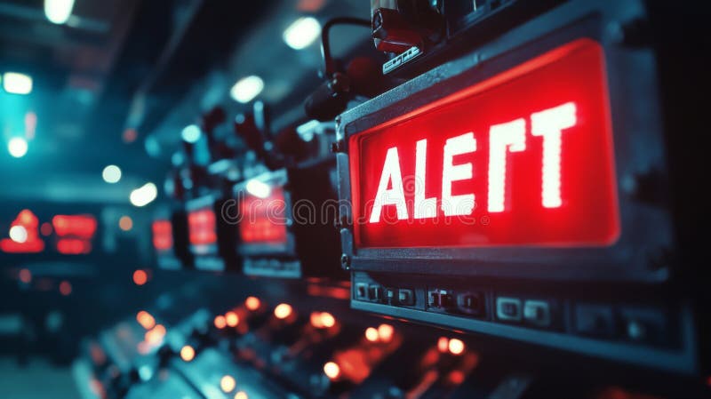 Red Alert Digital Display on Control Panel Stock Illustration ...
