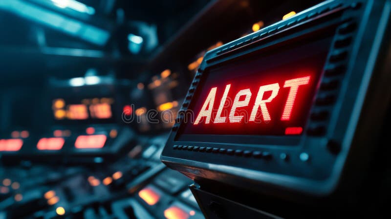 Red Alert Display on a Dark Control Panel Stock Illustration ...