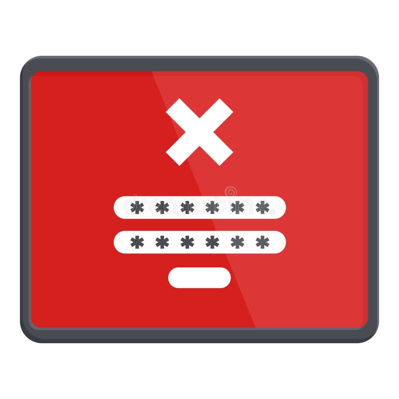 Red Alert Error Password Icon Cartoon Vector. User Access Denied Stock ...
