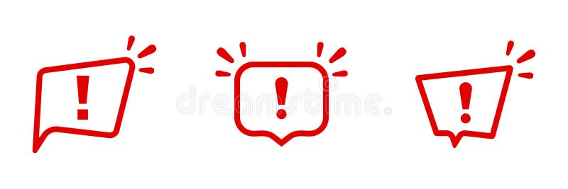 Red Alert Icons in Speech Bubble Shapes with Exclamation Marks Stock ...