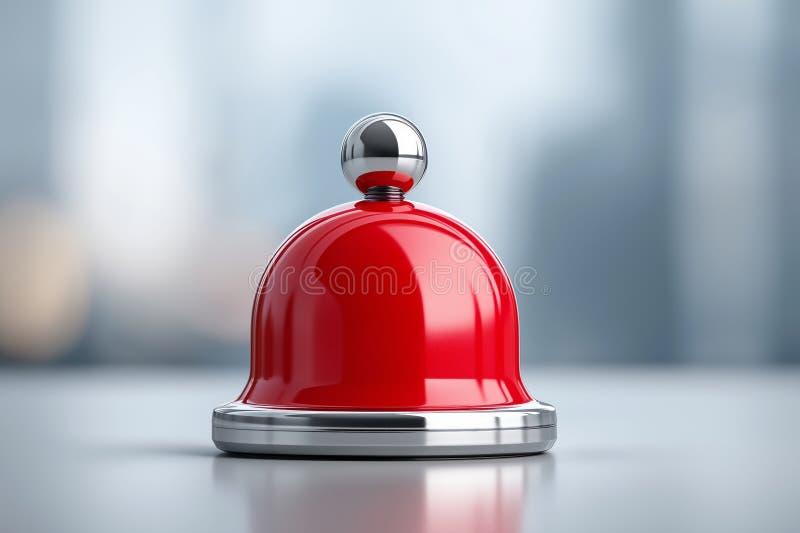 Red Alert Notification Bell Icon with Reflections on Glossy Glass ...