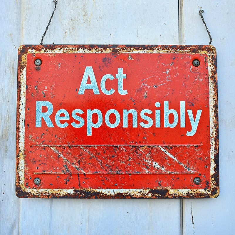 Red Alert Sign with "Act Responsibly" Text on Clean Background Stock ...