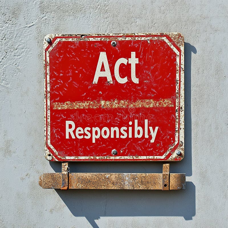 Red Alert Sign with "Act Responsibly" Text on Clean Background Stock ...