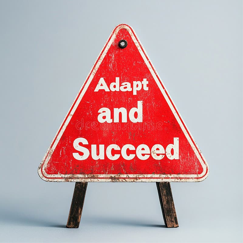 Red Alert Sign with "Adapt and Succeed" on a Clean Background Stock ...