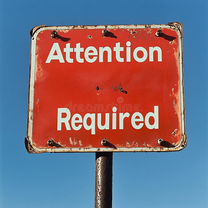 Red Alert Sign Displaying "Attention Required" on Clean Background ...