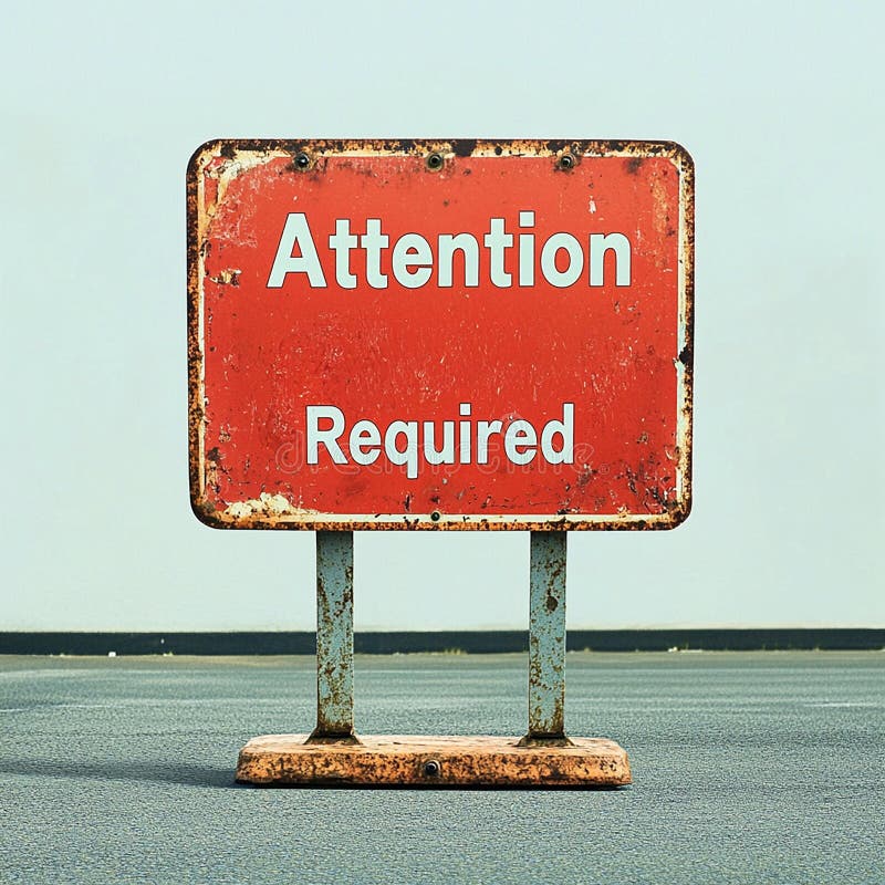 Red Alert Sign Displaying "Attention Required" on Clean Background ...