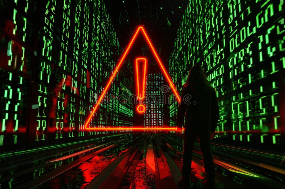 A Red Alert Triangle with an Exclamation Mark Over Binary Code ...