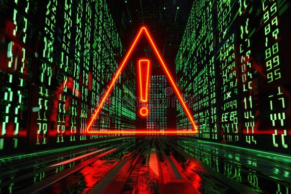 A Red Alert Triangle with an Exclamation Mark Over Binary Code ...