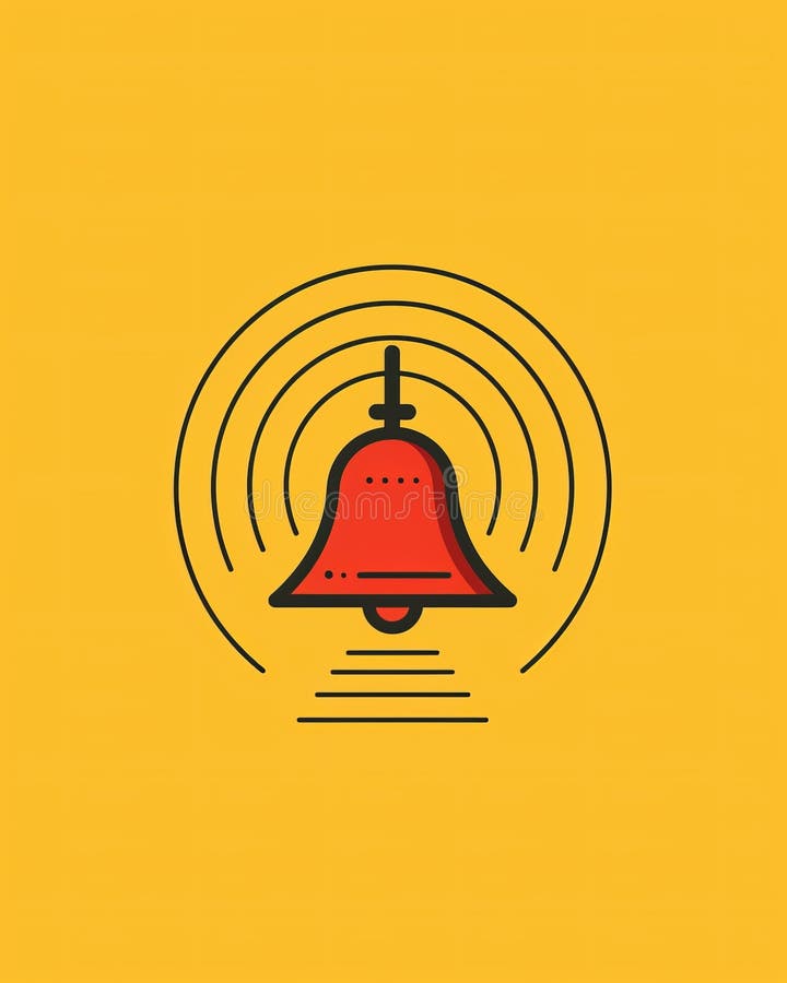 Red Alert Visualization: Minimalist Alarm Bell Outline Ringing Stock ...