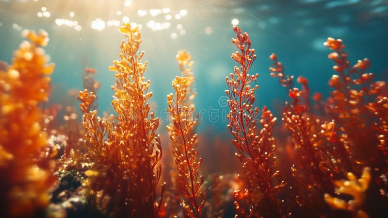 Red Algae Swaying Underwater, Closeup Stock Photo - Image of river ...