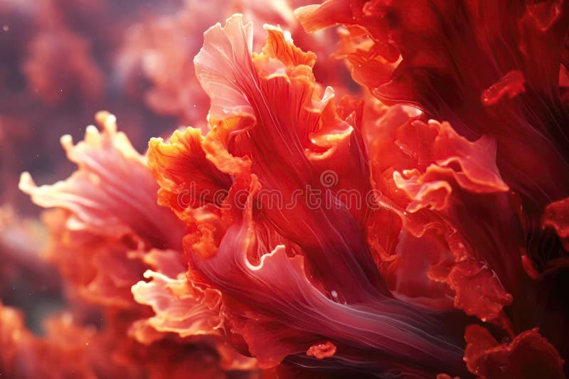 Red Algae Swaying Underwater, Closeup. Generative AI Stock Illustration ...