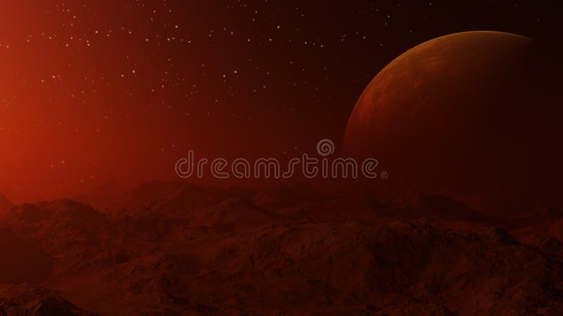 Red Alien Planet - 3D Rendered Computer Artwork Stock Illustration ...