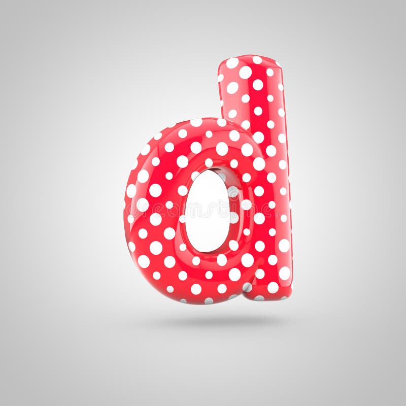 Red Alphabet Letter D Lowercase with White Dots Isolated on White ...