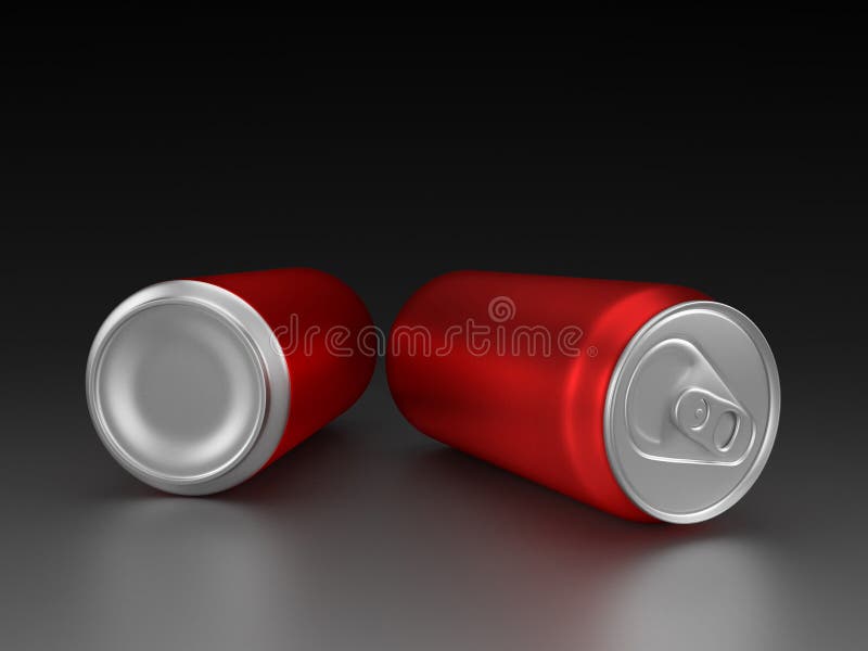 Red Aluminium Cans on Black Background Stock Photo - Image of isolated ...