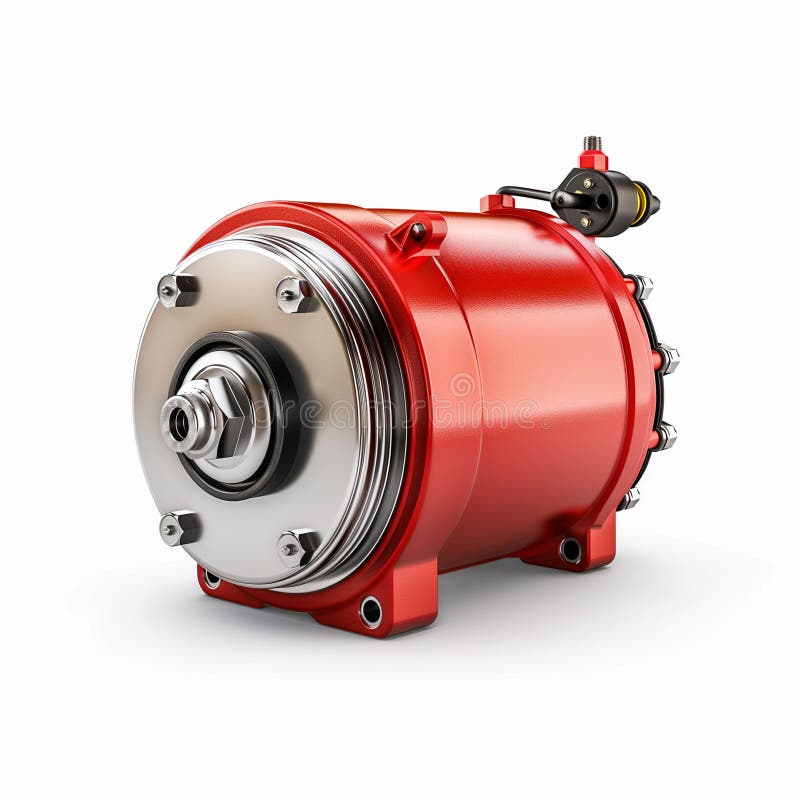 Red Aluminum Frame DC Motor on White Background Stock Illustration ...