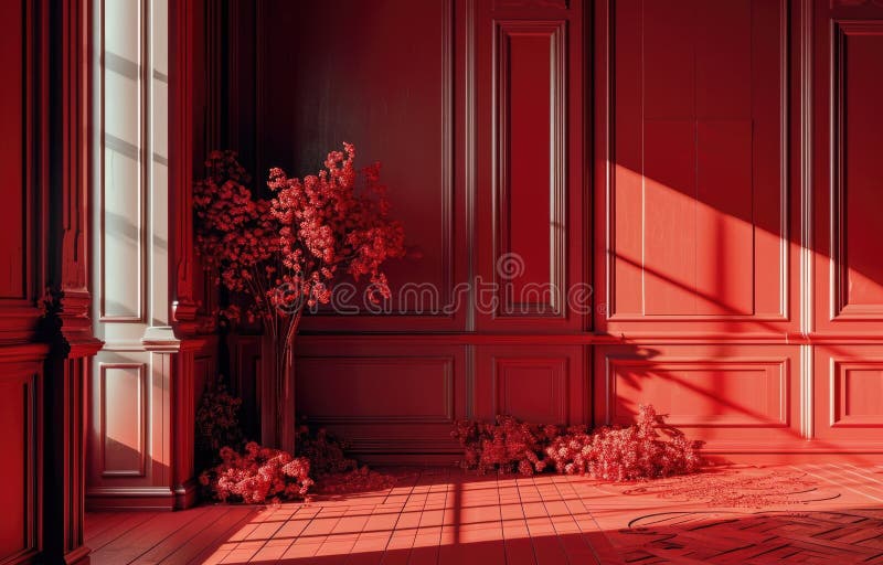 Red Ambiance in Classical Interior Stock Illustration - Illustration of ...