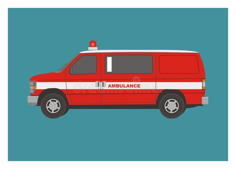 Red Ambulance Simple Illustration Stock Illustration - Illustration of ...