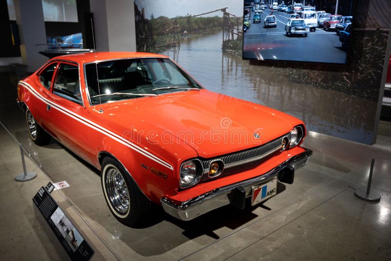 Red 1974 AMC Hornet X Hatchback in a Museum Editorial Stock Image ...