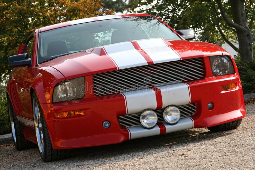 Red american muscle car stock photo. Image of driving - 4054972