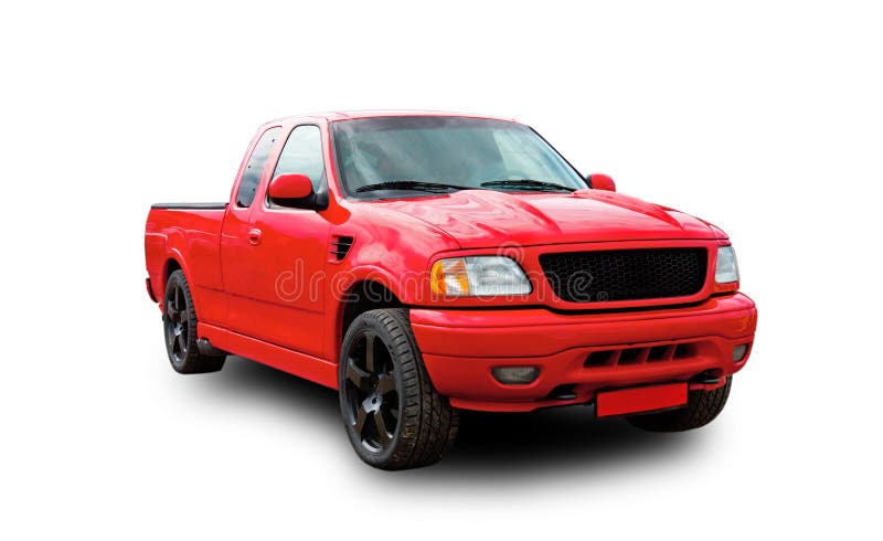 Red American pickup. stock image. Image of hard, machine - 101235589
