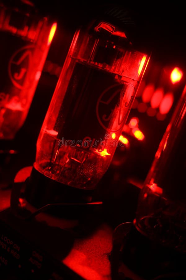 Red amplifier valves editorial photo. Image of tube, closeup - 54632296