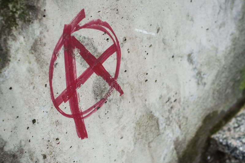 Red Anarchy Symbol Painted on Cement Wall in the Street Stock Image ...