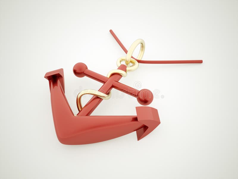 Red Anchor Rendered on White Stock Illustration - Illustration of ...