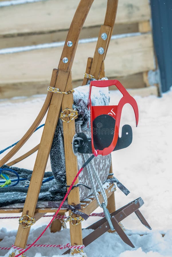 Red Anchor on a Sled for Dog Sledding Stock Photo - Image of sled ...