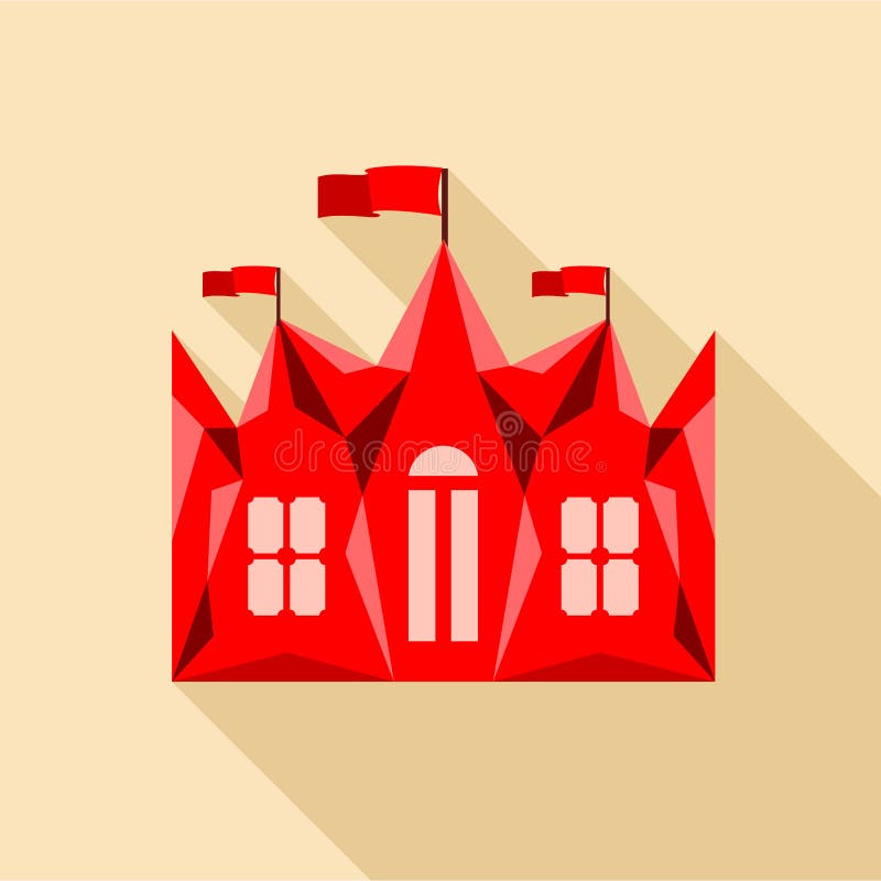 Red Ancient Castle Palace Icon, Flat Style Stock Vector - Illustration ...
