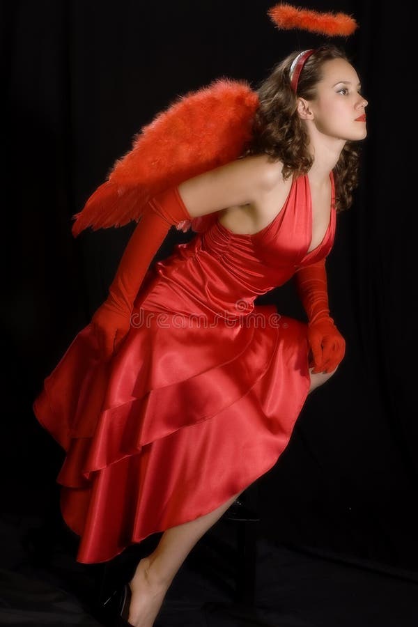 Red angel? stock photo. Image of costume, wings, playful - 4284038