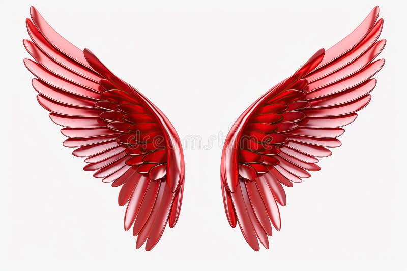 Red Angel Wings on a White Background Stock Illustration - Illustration ...