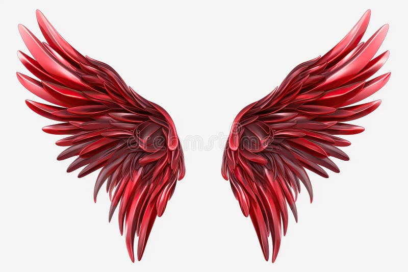 Red Angel Wings on a White Background Stock Image - Image of symbolic ...