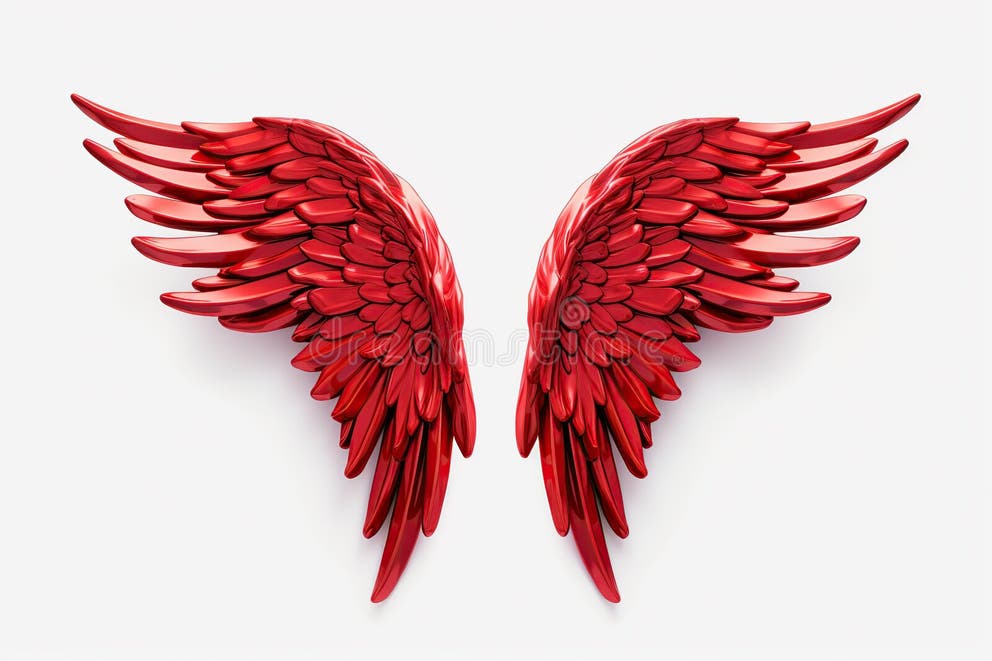 Red Angel Wings on a White Background Stock Image - Image of pure ...