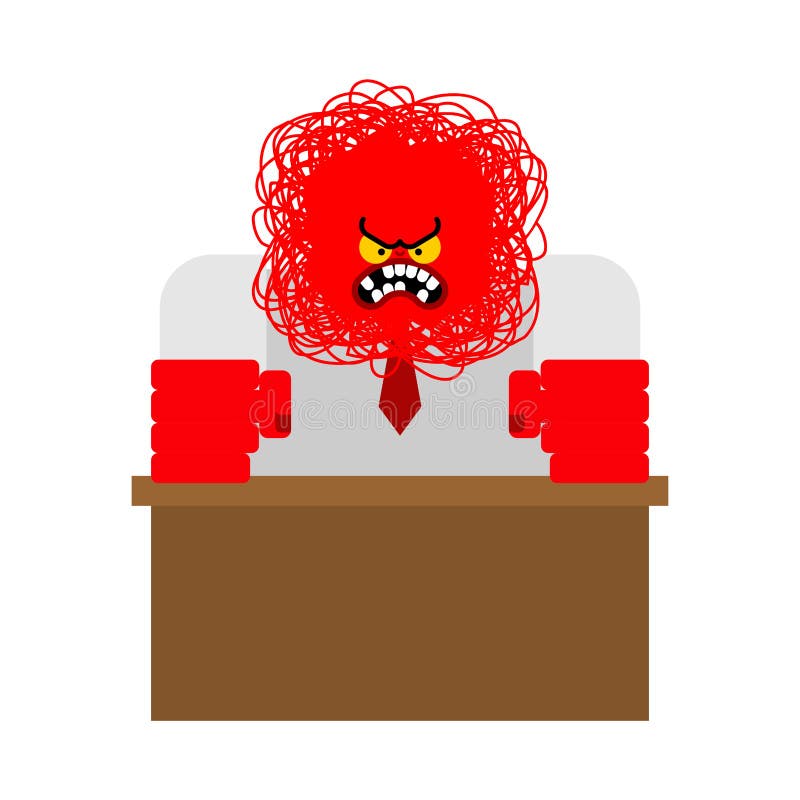 Red Angry Boss Punches Table. Office Life Vector Illustration Stock ...