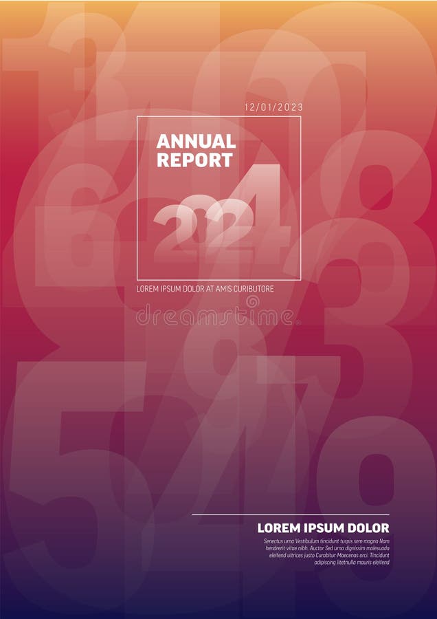 Red Annual Report Front Cover Page Template with Big Numbers Stock ...
