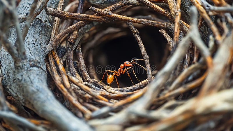 Red Ant in the Nest Close Up of Ant in the Nest Stock Illustration ...