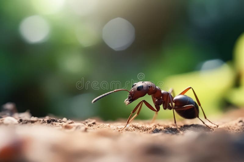 Red Ant is Standing on a Dirt Ground Stock Image - Image of life, macro ...