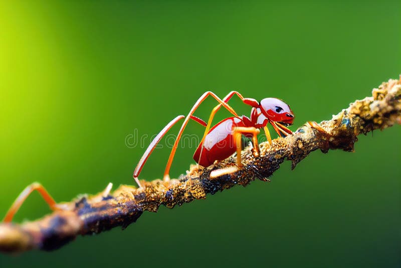 Red ant on tropical tree stock photo. Image of green - 260185482