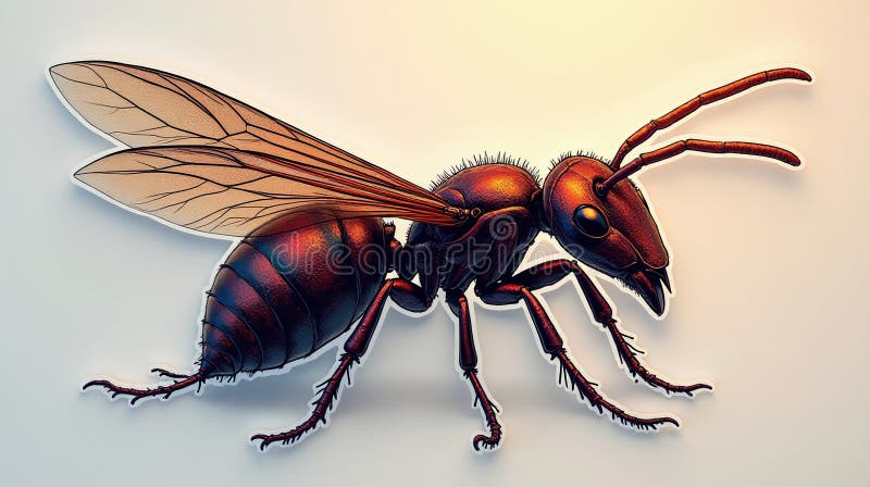 Red Ant with Wings Illustration Stock Illustration - Illustration of ...
