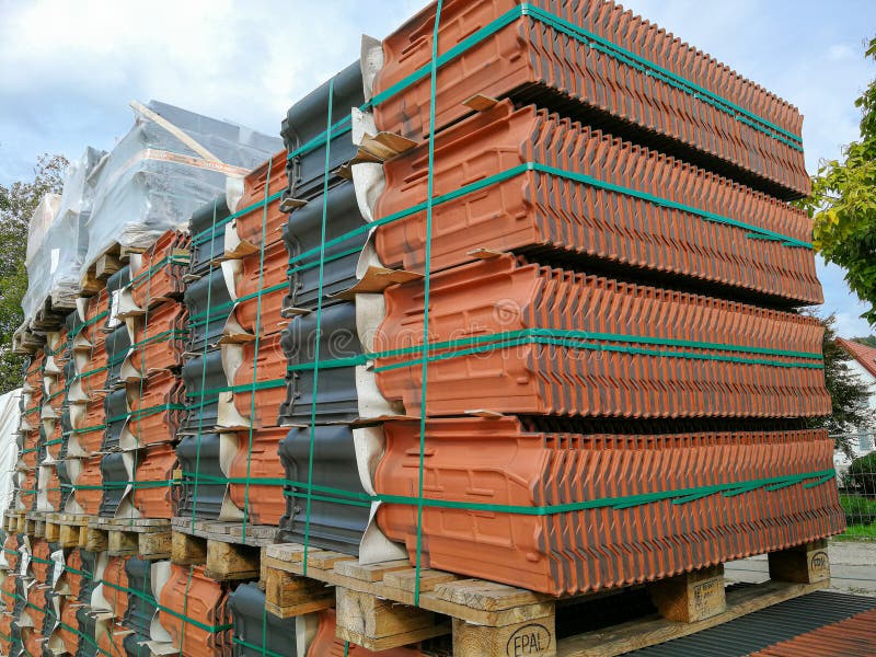 Red and Anthracite Roofing Tiles Editorial Photography - Image of ...