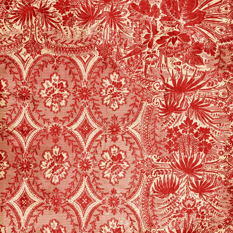 Red Antique Floral Damask Background Stock Illustration - Illustration ...